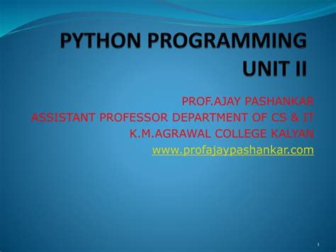 Python Programming Unit Ii 1pptx