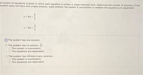 Solved A System Of Equations Is Given In Which Each Equation Chegg Com