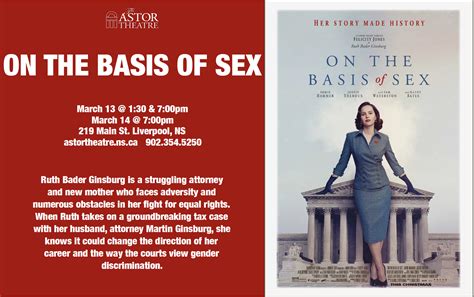 Astor Theatre On The Basis Of Sex Mar13 130and7pm Mar14 7pm
