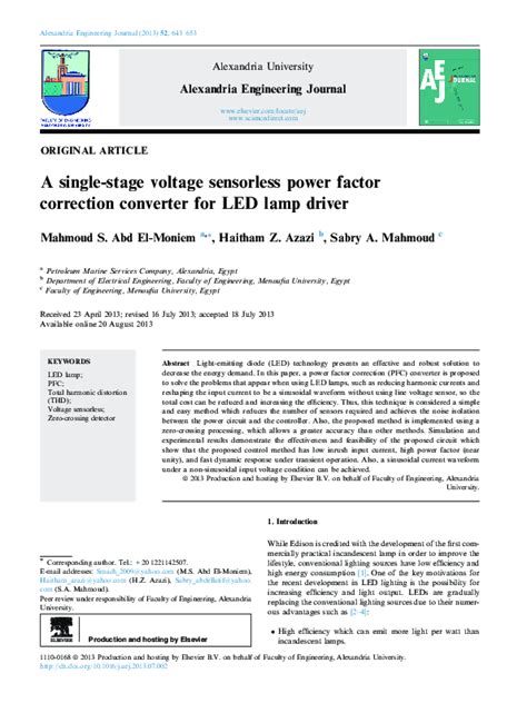 Pdf A Single Stage Voltage Sensorless Power Factor Correction Converter For Led Lamp Driver