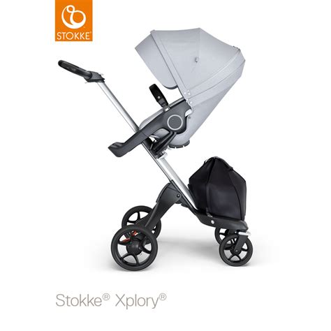 Stokke® Stokke® Xplory® V6 Silver - Grey Melange (Black Handle) - Prams ...