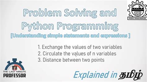 Swap Two Variables Circulate N Variables Distance Between Two Points Python Tamil Youtube
