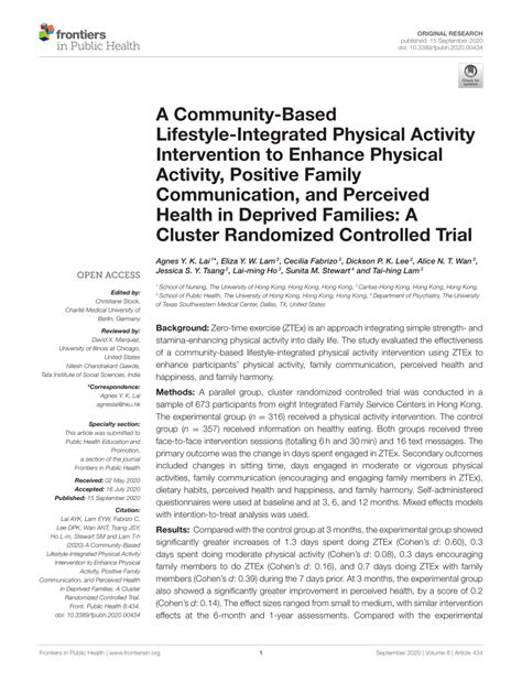 Pdf A Community Based Lifestyle Integrated Physical Activity Intervention To Enhance Physical