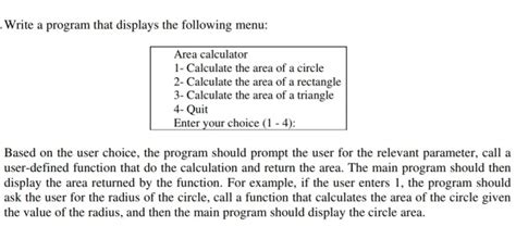 Solved Write A Program That Displays The Following Menu Chegg