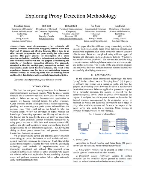 Pdf Exploring Proxy Detection Methodology