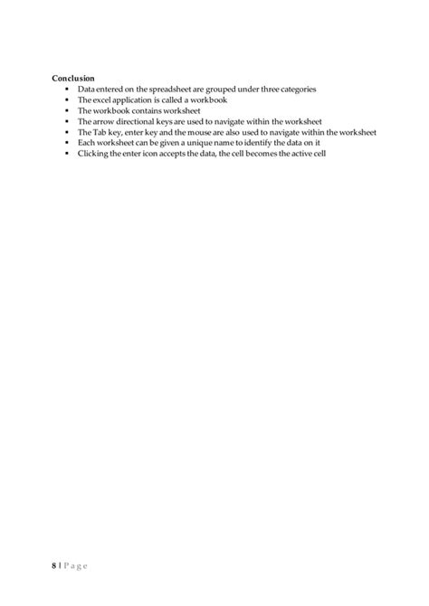 Lesson 1 Introduction To Spreadsheet Docx