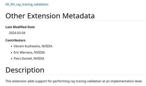 Vulkan 13280 Released With Nvidia Ray Tracing Validation Extension