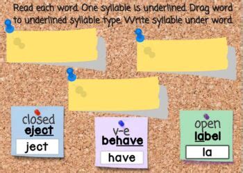 Boom Syllable Sort Closed V E Open By Schwa Sense TpT