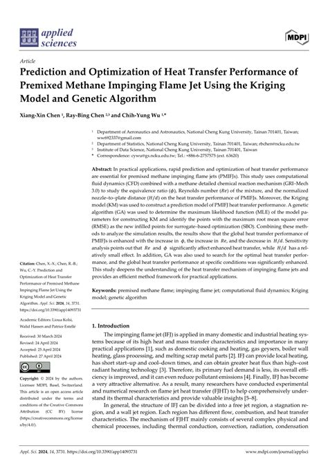 Pdf Prediction And Optimization Of Heat Transfer Performance Of Premixed Methane Impinging