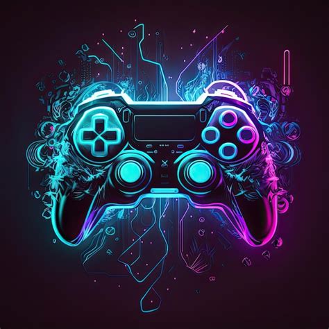 Premium Photo Abstract Neon Light Game Controller Artwork Design