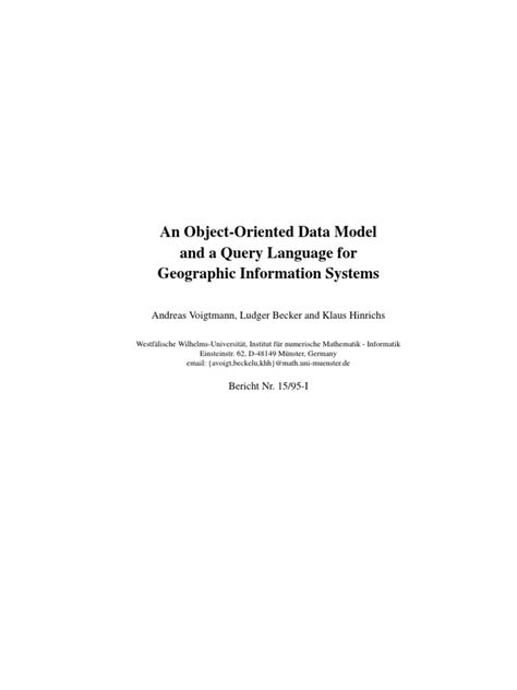 Pdf An Object Oriented Data Model And A Query Language For Geographic