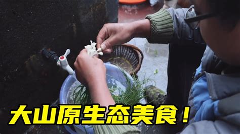 一坨腊肉，两种野菜一锅烩，这才是大山原生态美食，既健康又美味【湘西冬宝】 Youtube