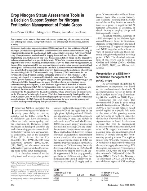 Pdf Crop Nitrogen Status Assessment Tools In A Decision Support System For Nitrogen