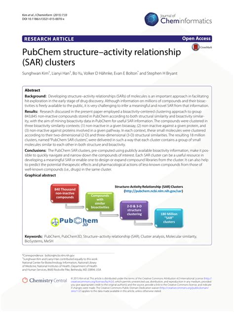 Pdf Pubchem Structure Activity Relationship Sar Clusters