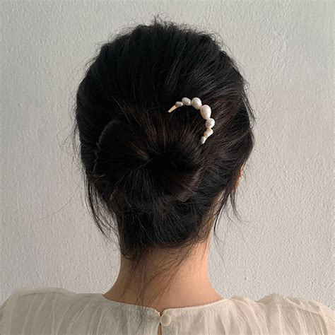 무배 11 못난이 담수진주 비녀 귀걸이 진주 원터치 U핀 이어링 셀프웨딩 올림머리