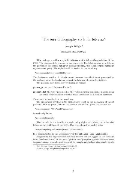 The Ieee Bibliography Style For Biblatex