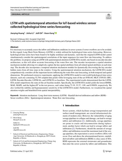 Pdf Lstm With Spatiotemporal Attention For Iot Based Wireless Sensor Collected Hydrological