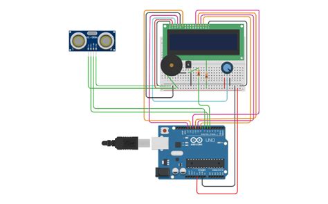 Circuit Design Sensor Ultrasonico Con Display Tinkercad