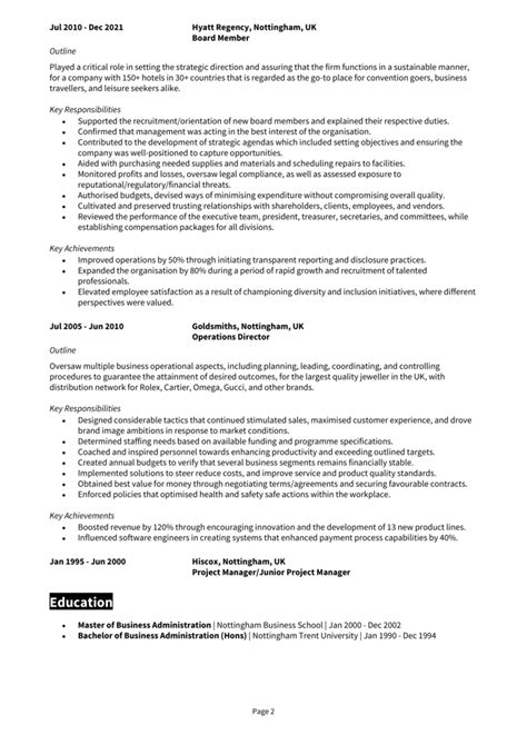 Board Member Cv Example Guide Land Great Jobs