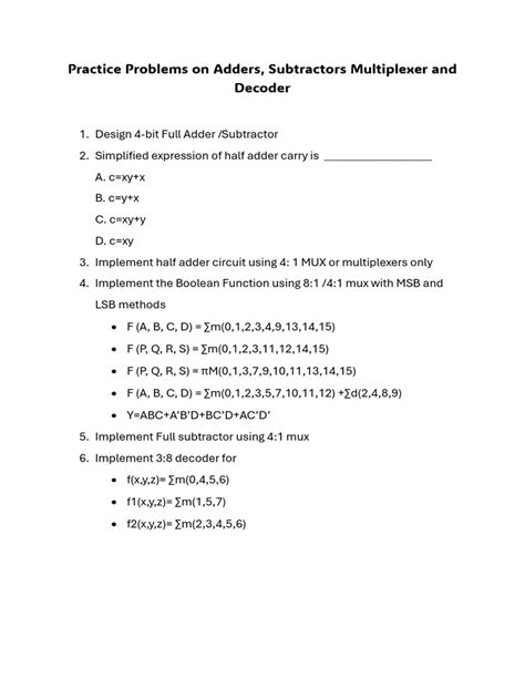 Digital Circuit Design Exercises Pdf