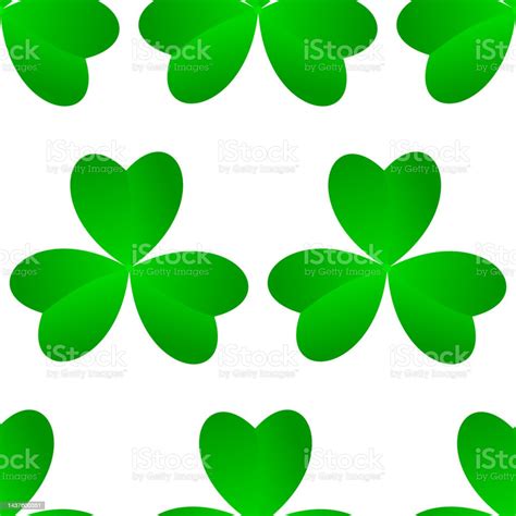 녹색 클로버는 매끄러운 패턴을 남깁니다 최소 벡터 배경입니다 클로버 기호 기호 패턴입니다 벡터 그림 3월에 대한 스톡 벡터 아트 및 기타 이미지 Istock