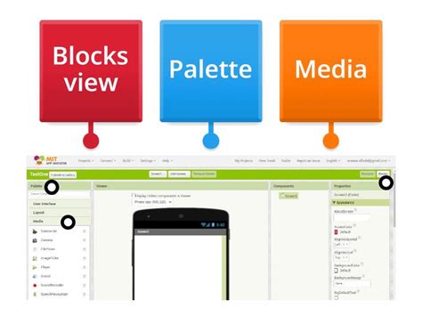 mit app inventor interface labelled diagram