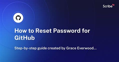 How To Reset Password For Github Scribe