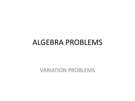 Algebra Variation Problems Worksheet