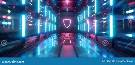 Cybersecurity Glow Shielding Data With Futuristic Tech Concept Data Encryption Threat Stock