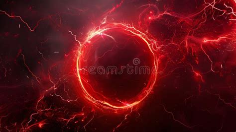 Red Abstract Circle Plasma Lightning Particle Effect Stock Illustration