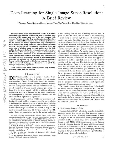 Deep Learning For Single Image Super Resolution A Brief Review Wenming