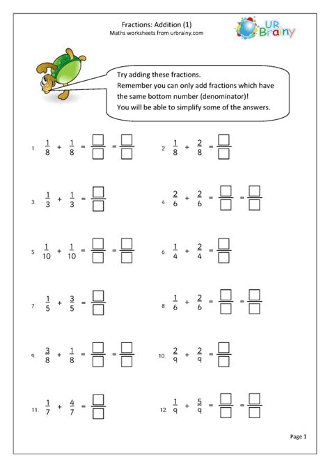 Fractions For Year 6 Worksheets