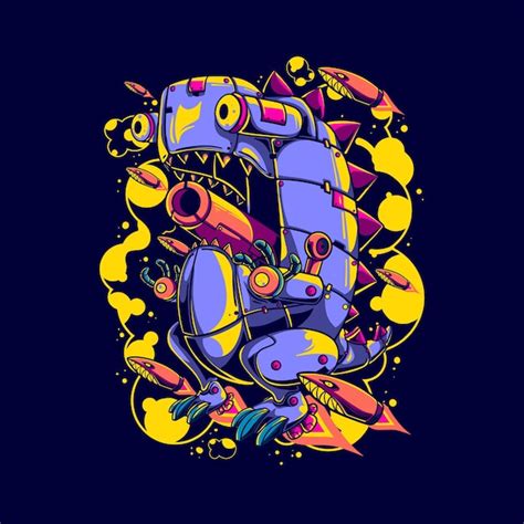 Premium Vector Vector Illustration Colorful Flying Lizard Robot Put