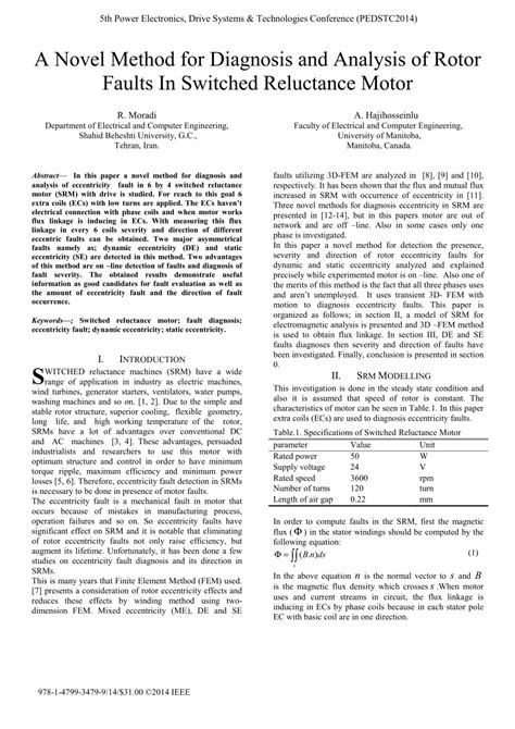 Pdf A Novel Method For Diagnosis And Analysis Of Rotor Faults In