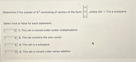 a determine if the subset of r³ consisting of vectors
