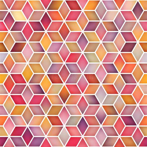 Vector Seamless Multicolor Gradient Cube Shape Rhombus Grid Geometric Pattern Stock Vector