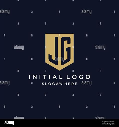 Jg Monogram Initials Logo Design With Shield Icon Template Stock Vector