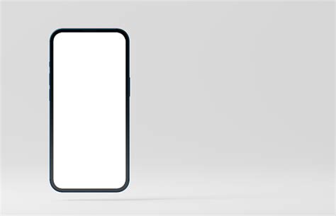 회색 배경에 빈 흰색 화면이 있는 전화기 디스플레이 블랙 현대 스마트 폰 모형입니다 광고 또는 메시지를 위한 공간을 복사합니다 3d 렌더링 전화에 대한 스톡 사진 및 기타