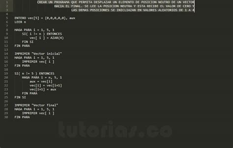 Arreglos Pseudocodigo Desplazamiento Espacio Neutro En Vector