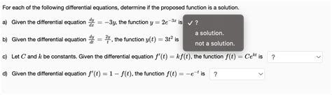 Solved For Each Of The Following Differential Equations Chegg