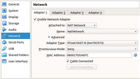 networking virtualbox nat network port forwarding refuses connection