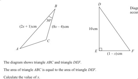 Solved Diagi Accur The Diagram Shows Triangle Abc And Triangle Def The Area Of Triangle Abc Is