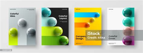 고립 된 사실적 공 전단지 일러스트 컬렉션 고유 엽서 A4 디자인 벡터 템플릿 세트입니다 A4 용지에 대한 스톡 벡터 아트 및 기타 이미지 Istock