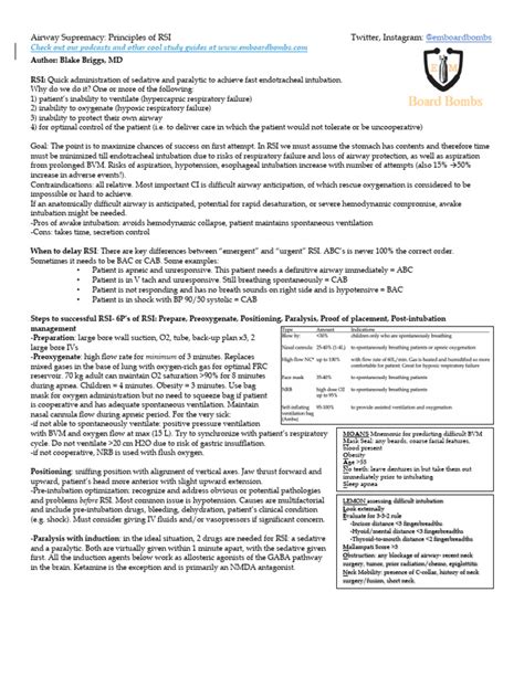 Rapid Sequence Intubation Rsi Overview Pdf Apnea Clinical Medicine