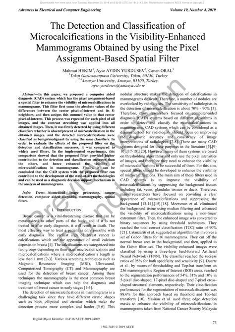 pdf the detection and classification of microcalcifications in the