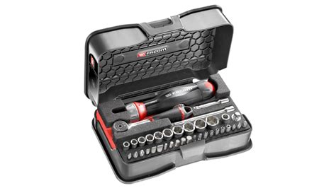 R 161 6atcl3pb Facom 38 Piece Metric 1 4 In Standard Socket Bit Set With Ratchet 6 Point Rs