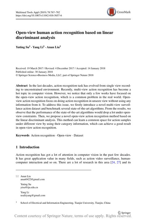 Open View Human Action Recognition Based On Linear Discriminant