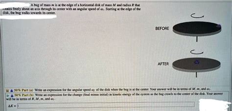 A Bug Of Mass M Is At The Edge Of A Horizontal Disk Of Mass M And Radius R That Ates Freely