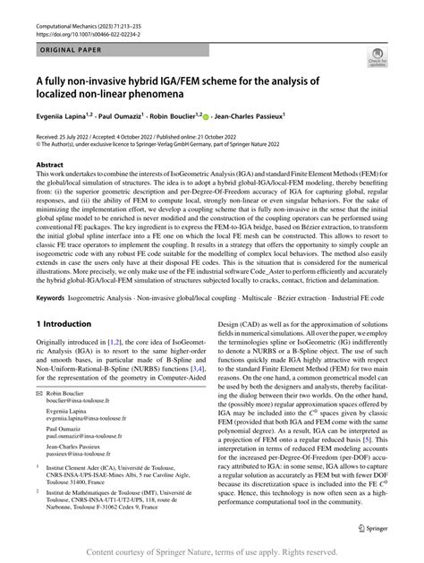 A Fully Non Invasive Hybrid Igafem Scheme For The Analysis Of Localized Non Linear Phenomena
