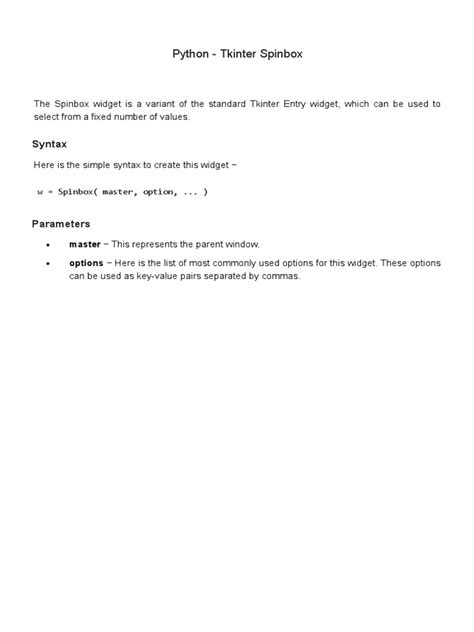 Python Tkinter Spinbox Pdf Computing Computer Programming